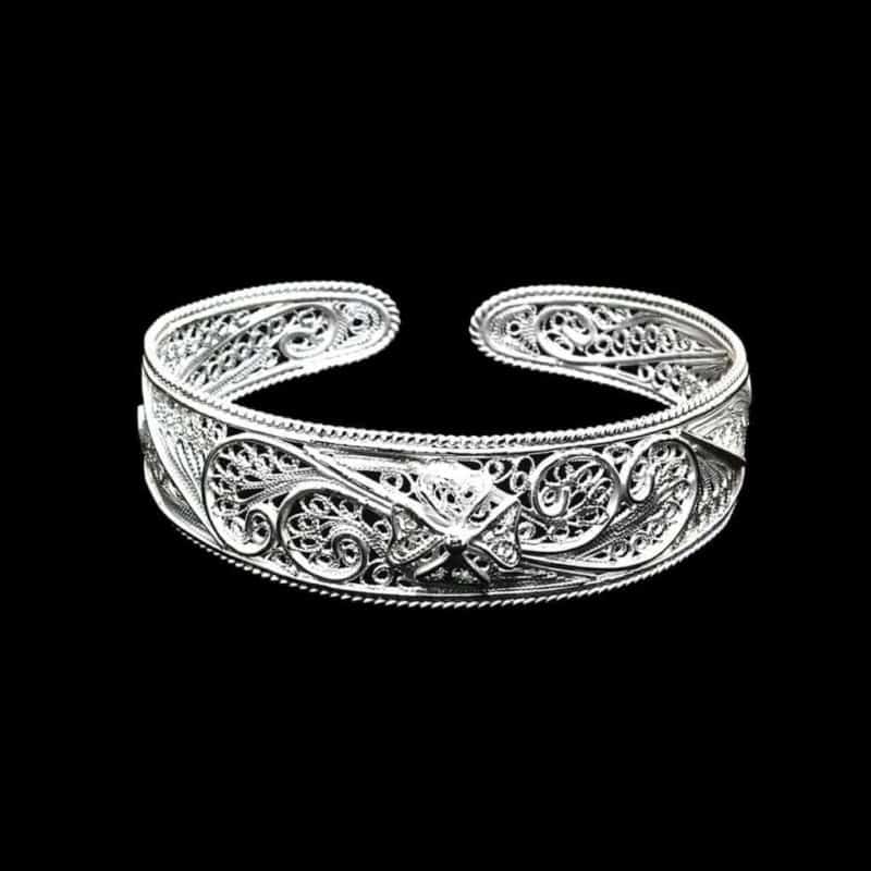 Handmade Bangle "Calligraphy" - Lefkara Silver Jewellery