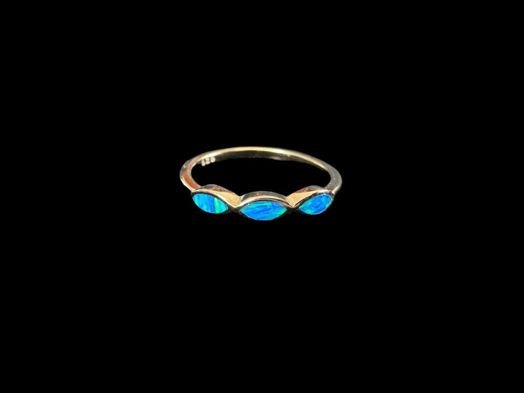 Blue Opal Ring Tranquil Wave - Lefkara Silver Jewellery