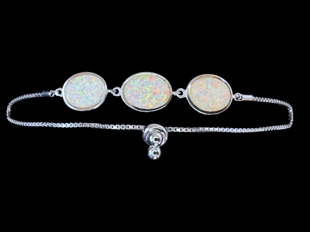 White Opal Bracelet Coastal Trio - Lefkara Silver Jewellery
