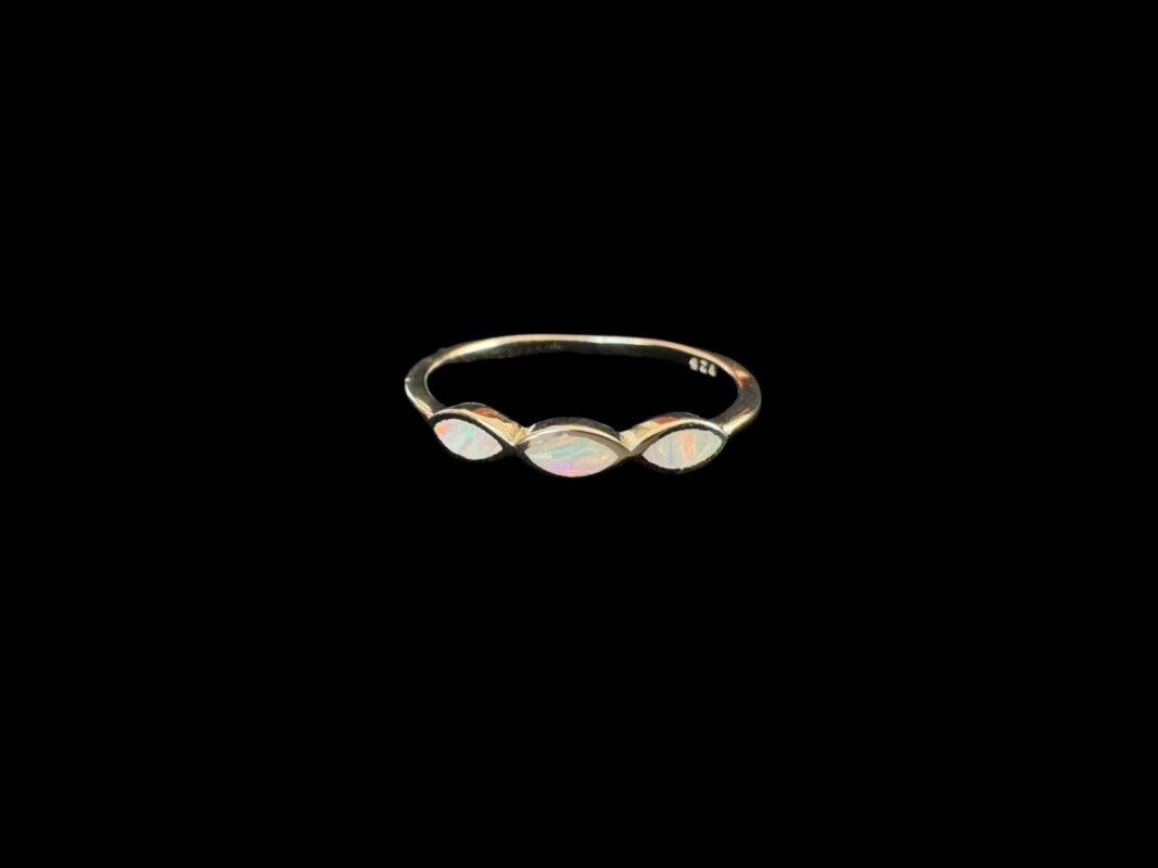 White Opal Ring Tranquil Wave - Lefkara Silver Jewellery
